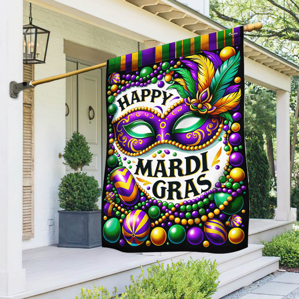 Happy Mardi Gras Flag, Louisiana Mardi Gras Purple Gold Green Decor ...