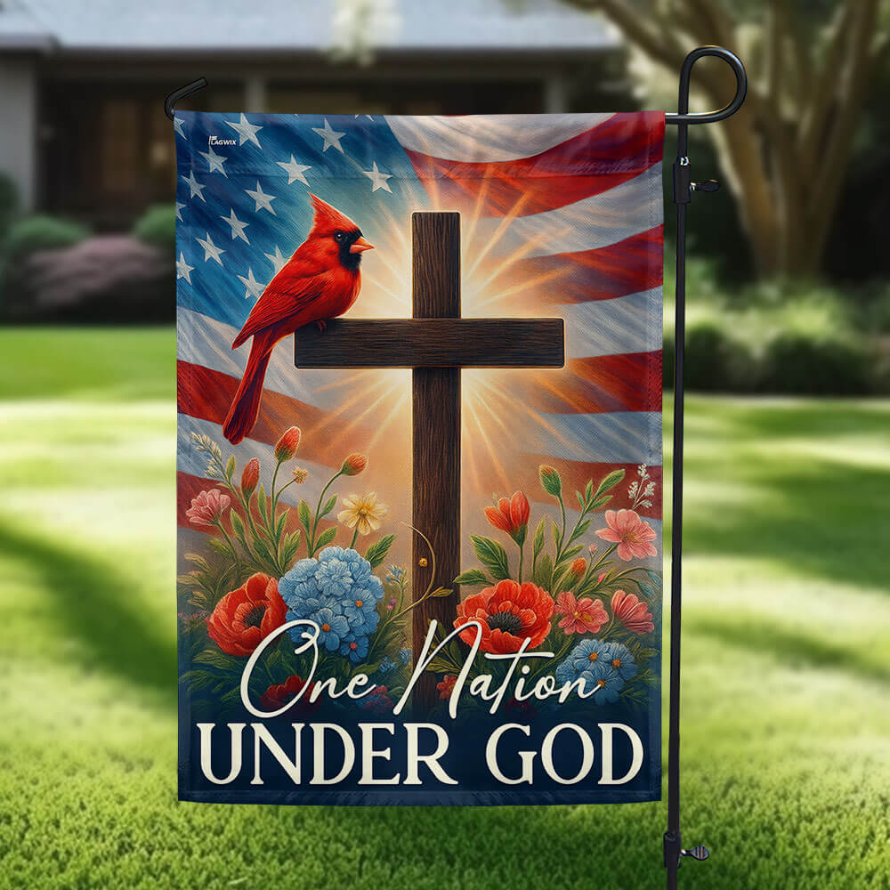 Cardinal Christian Cross American Flag One Nation Under God Flag – Flagwix
