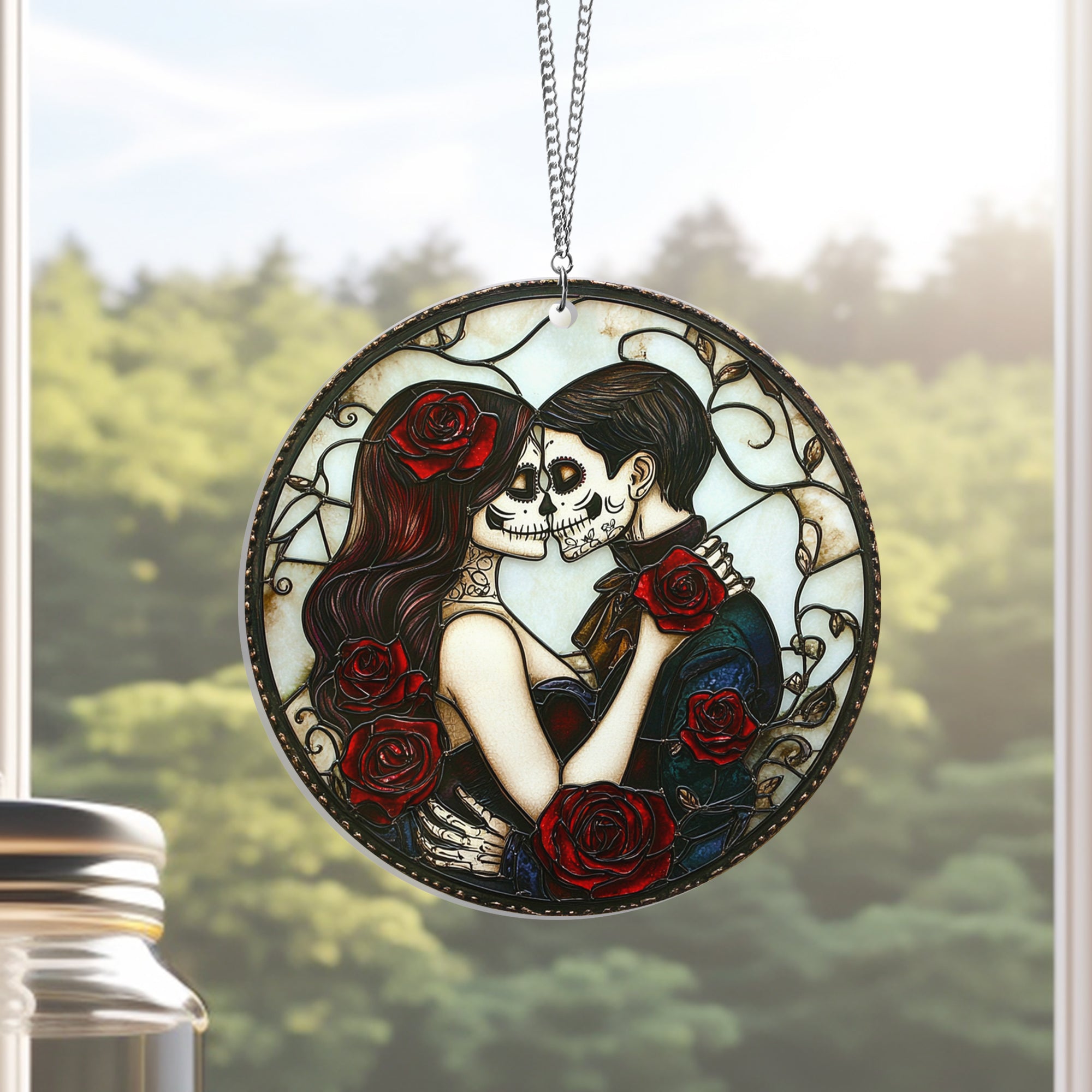 Valentine’s Day Gifts Skull Couple Romantic Acrylic Suncatcher Hanging ...