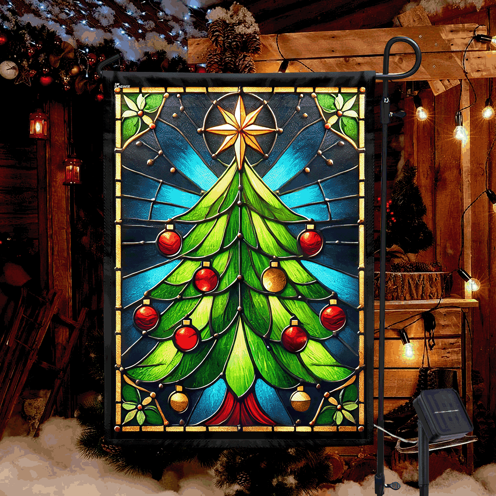 Christmas Tree Solar LED Garden Flag – Flagwix