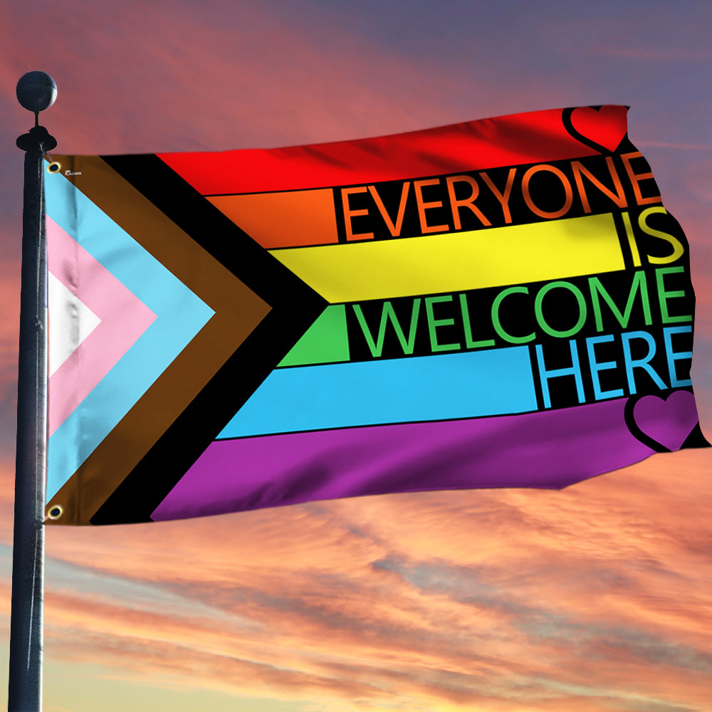 Everyone Is Welcome Here Teacher LGBT Pride Grommet Flag – Flagwix