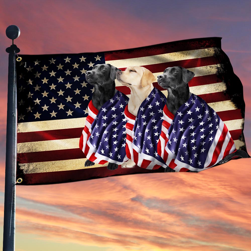 Black And Yellow Labrador Retriever American Patriot Grommet Flag – Flagwix