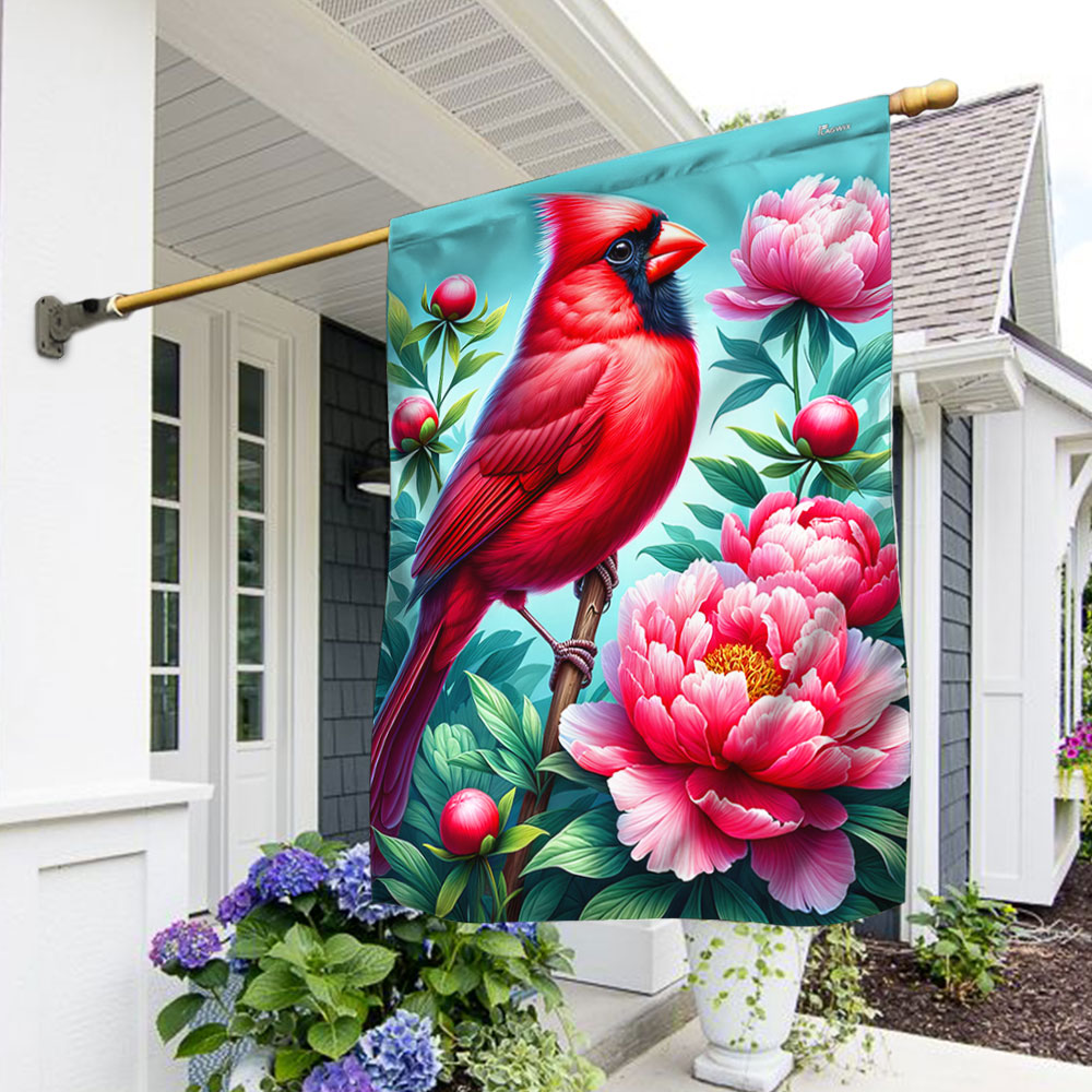 FLAGWIX Indiana State Cardinal and Peony Flower Flag – Flagwix
