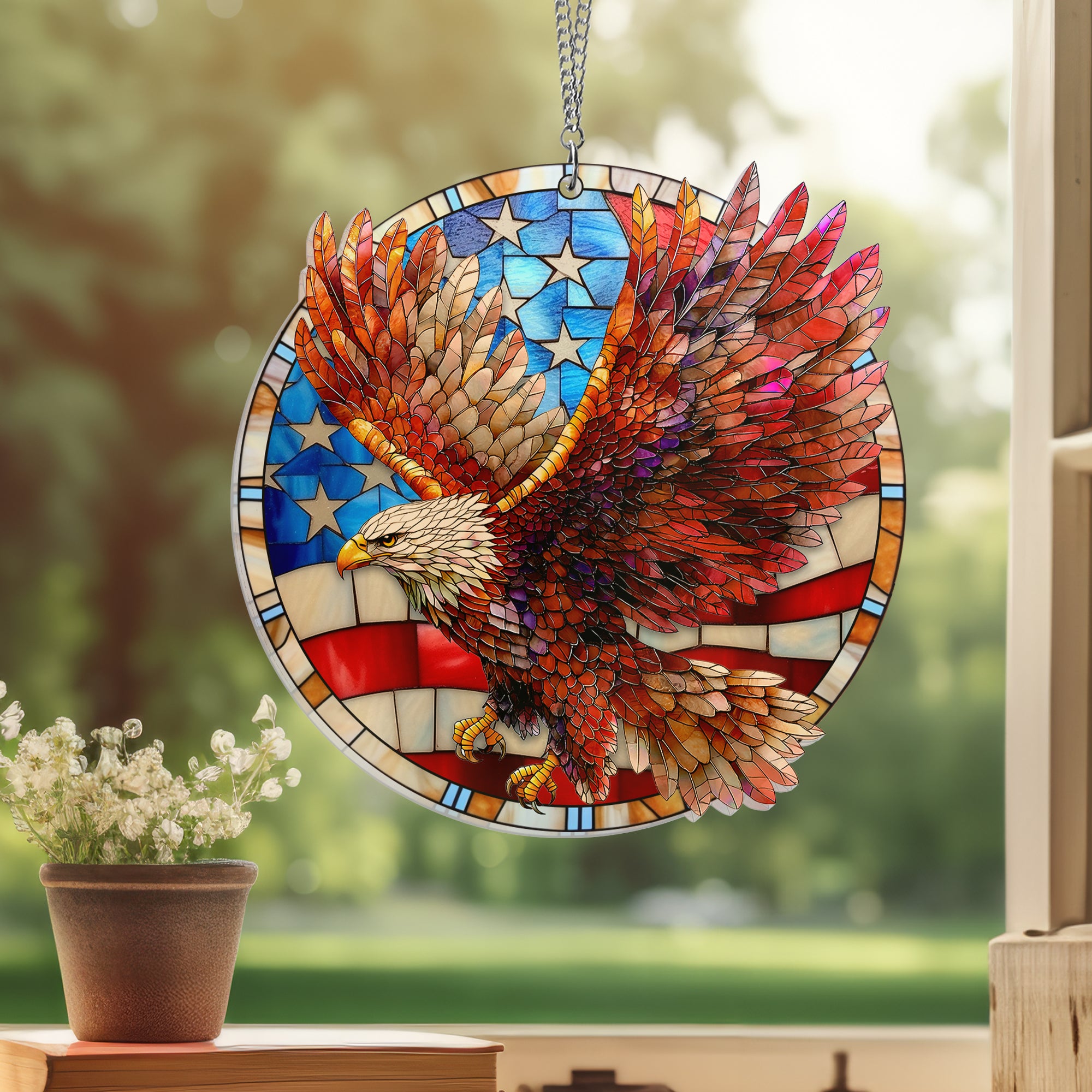 Eagle USA Flag Suncatcher Acrylic Window Hanging – Flagwix