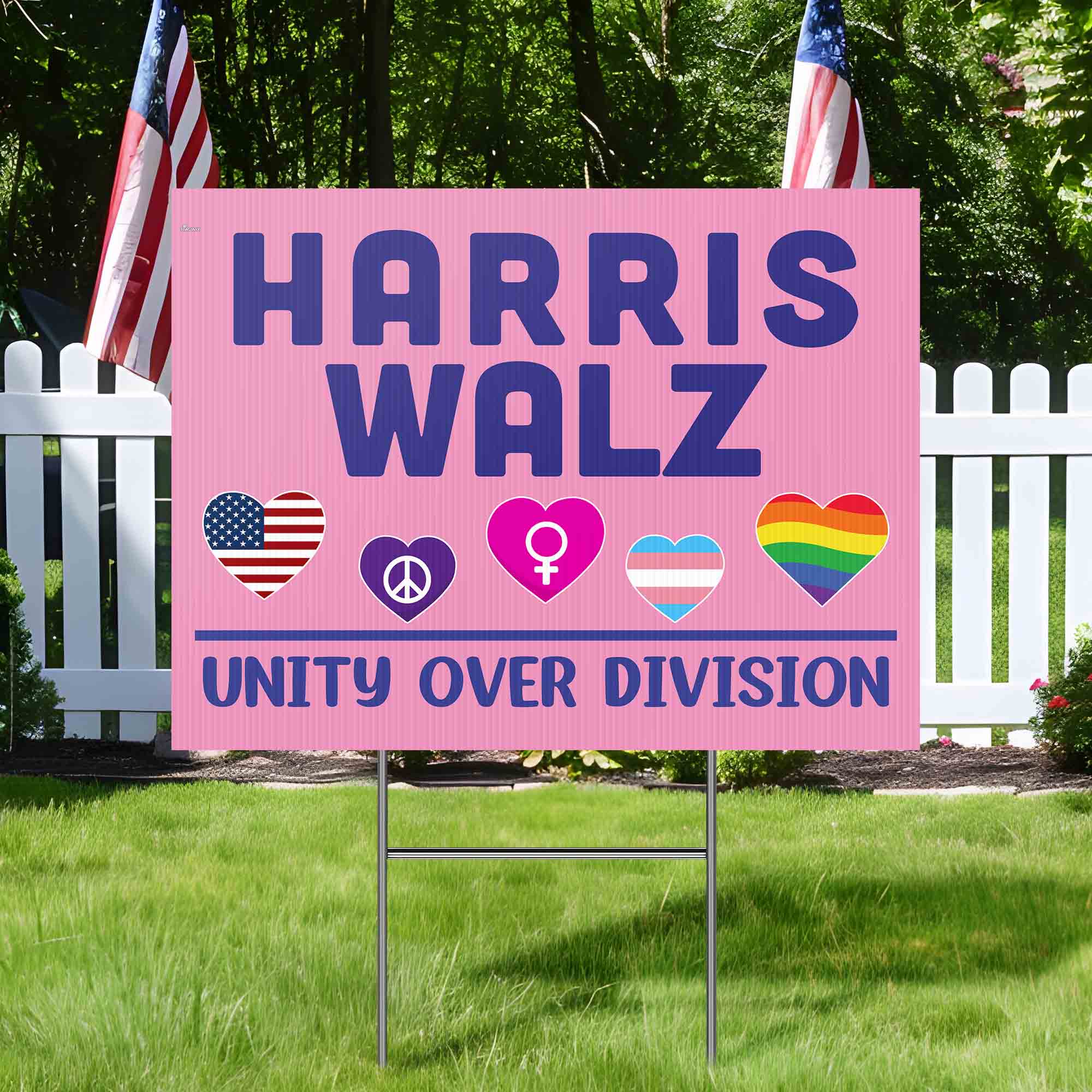 Harris Walz Unity Over Division Yard Sign – Flagwix
