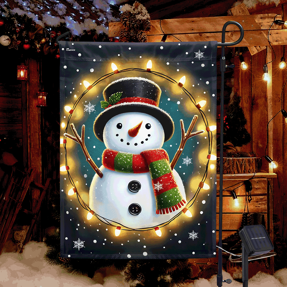 Snowman Winter Christmas Solar LED Garden Flag – Flagwix