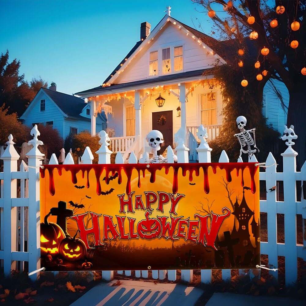 Happy Halloween Spooky Fence Banner – Flagwix