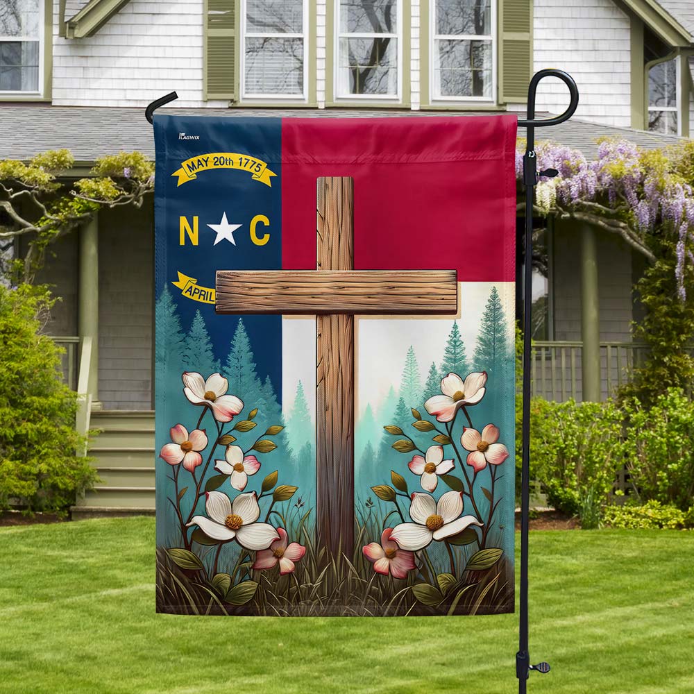 FLAGWIX North Carolina Christian Cross Dogwood Flag – Flagwix