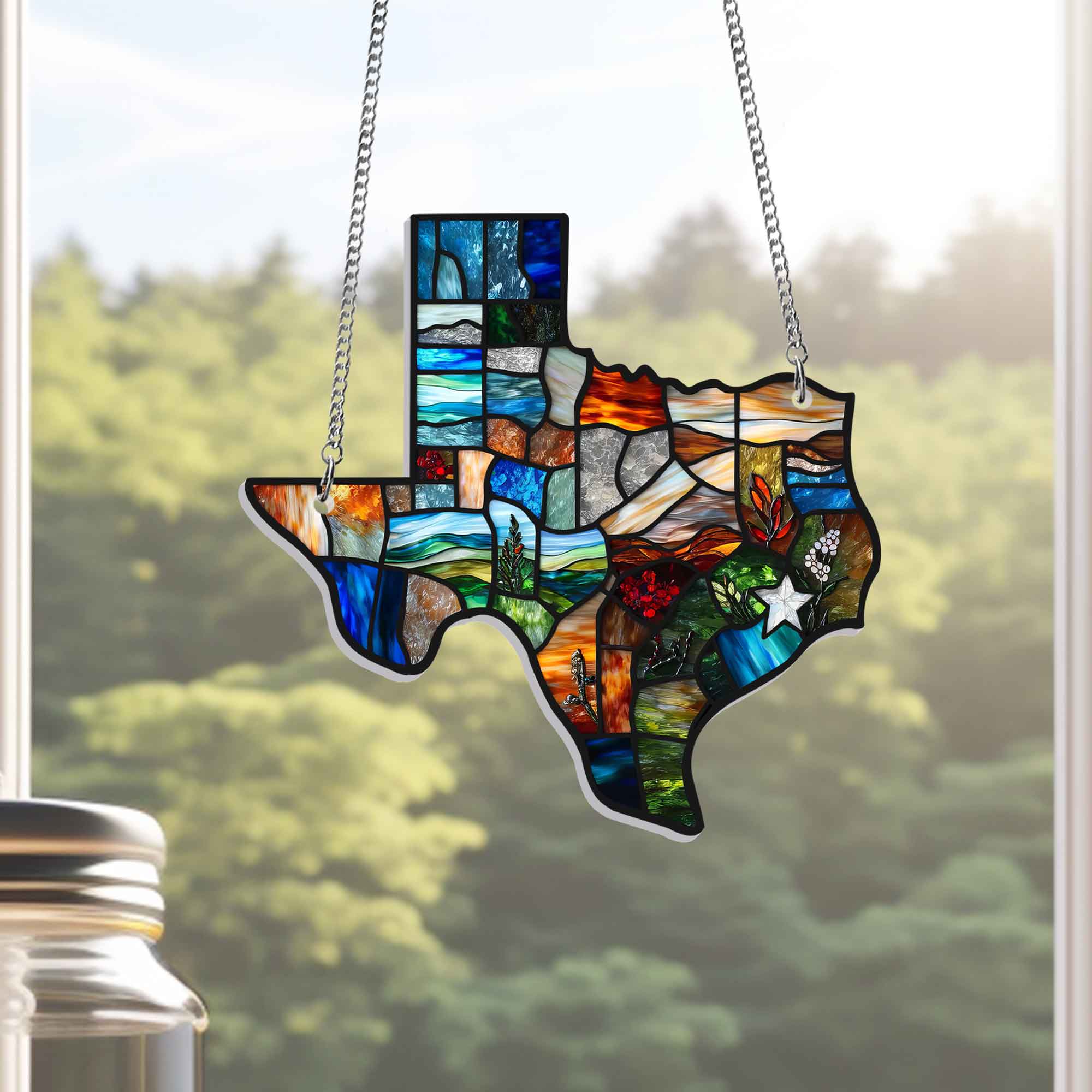 Texas Suncatcher – Lone Star State Window Hanging Decor for Home Pride ...
