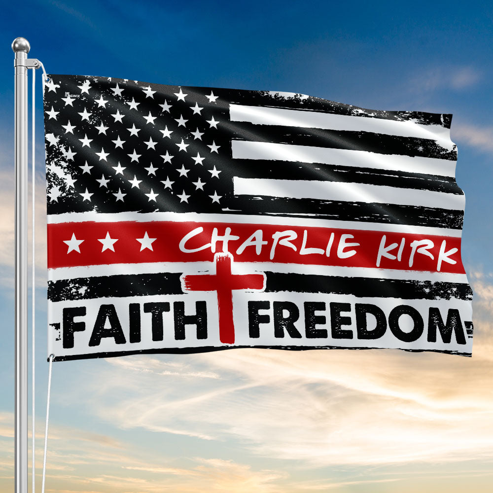Charlie Kirk Faith and Freedom Flag – Patriotic Christian Grommet Flag ...