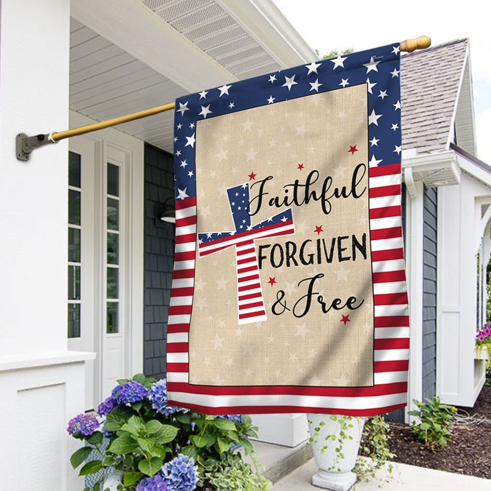 Flagwix American Flag - American Patriotic Cross Faithful Forgiven and