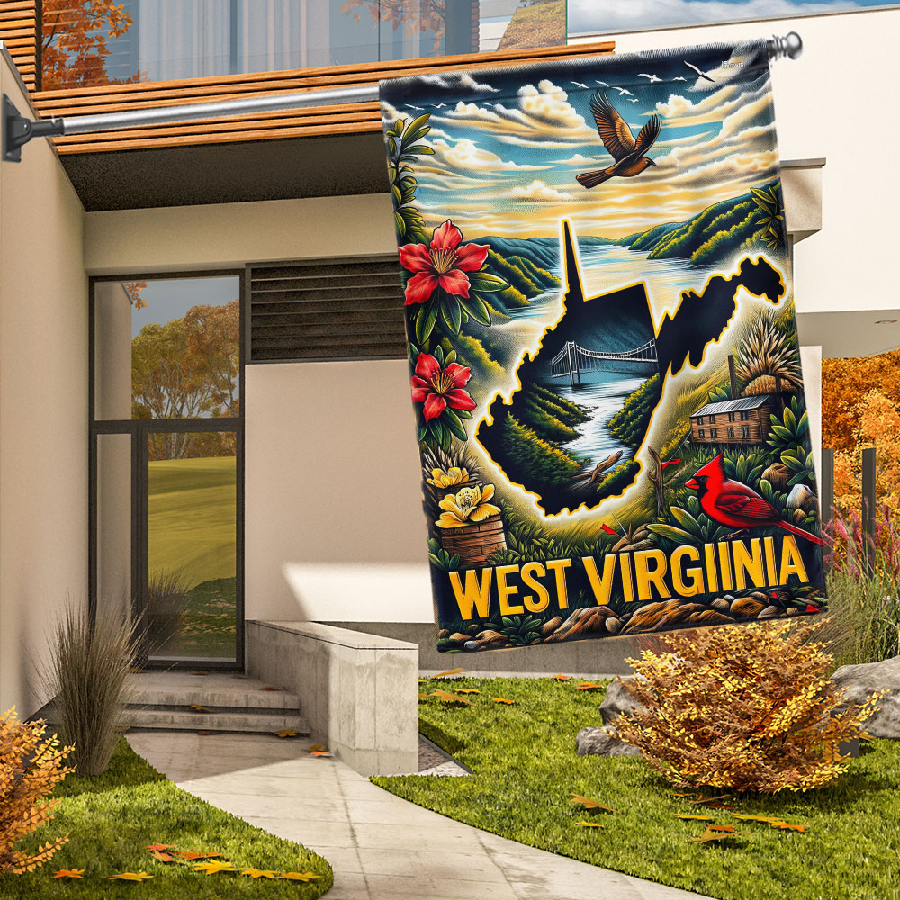 FLAGWIX West Virginia Map State Flag – Flagwix