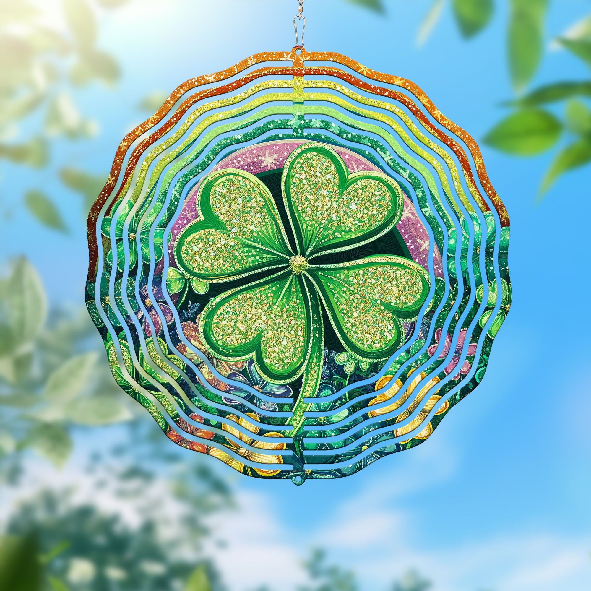 St. Patrick's Day Shamrock Rainbow Floral Wind Spinner – Flagwix