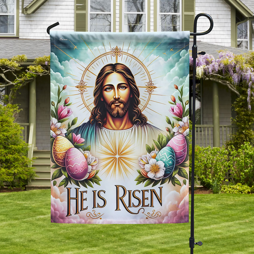 FLAGWIX Easter Day Jesus Christ He Is Risen Easter Eggs Flag MLN2436F ...