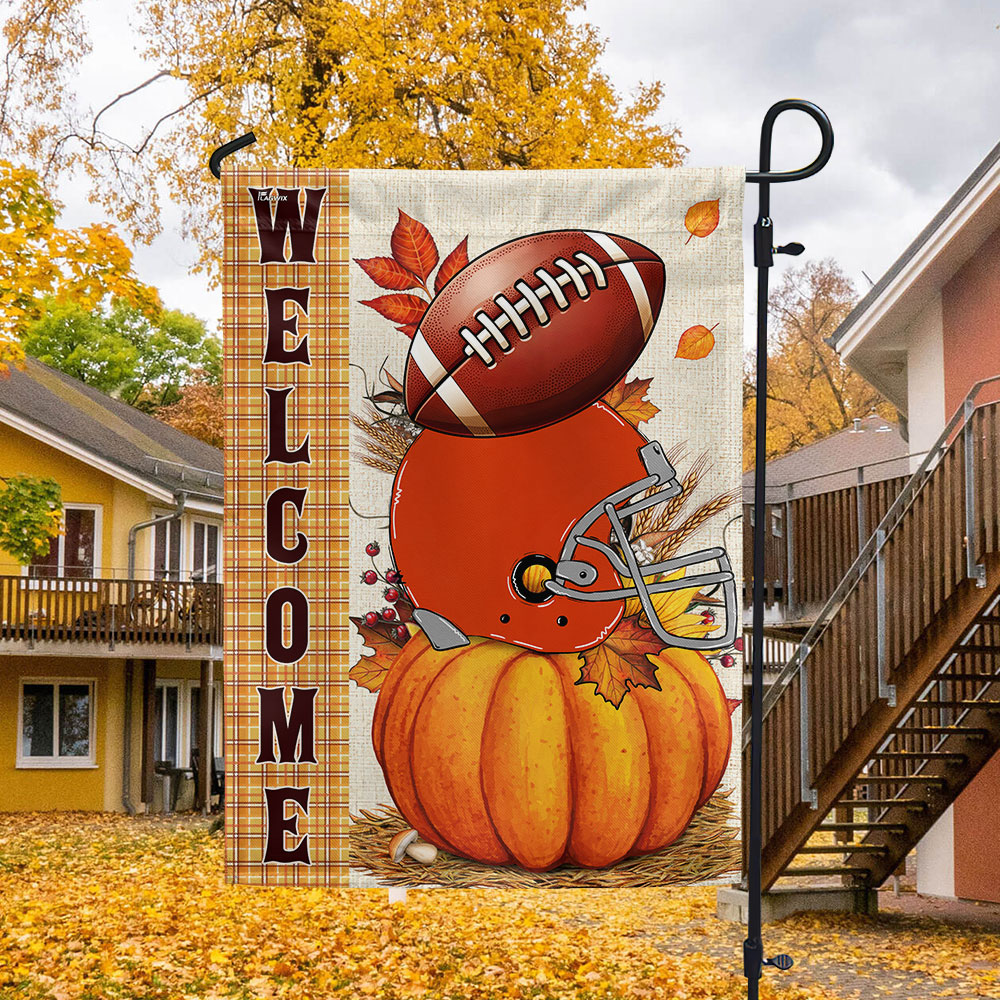 Football And Fall Welcome Flag – Flagwix