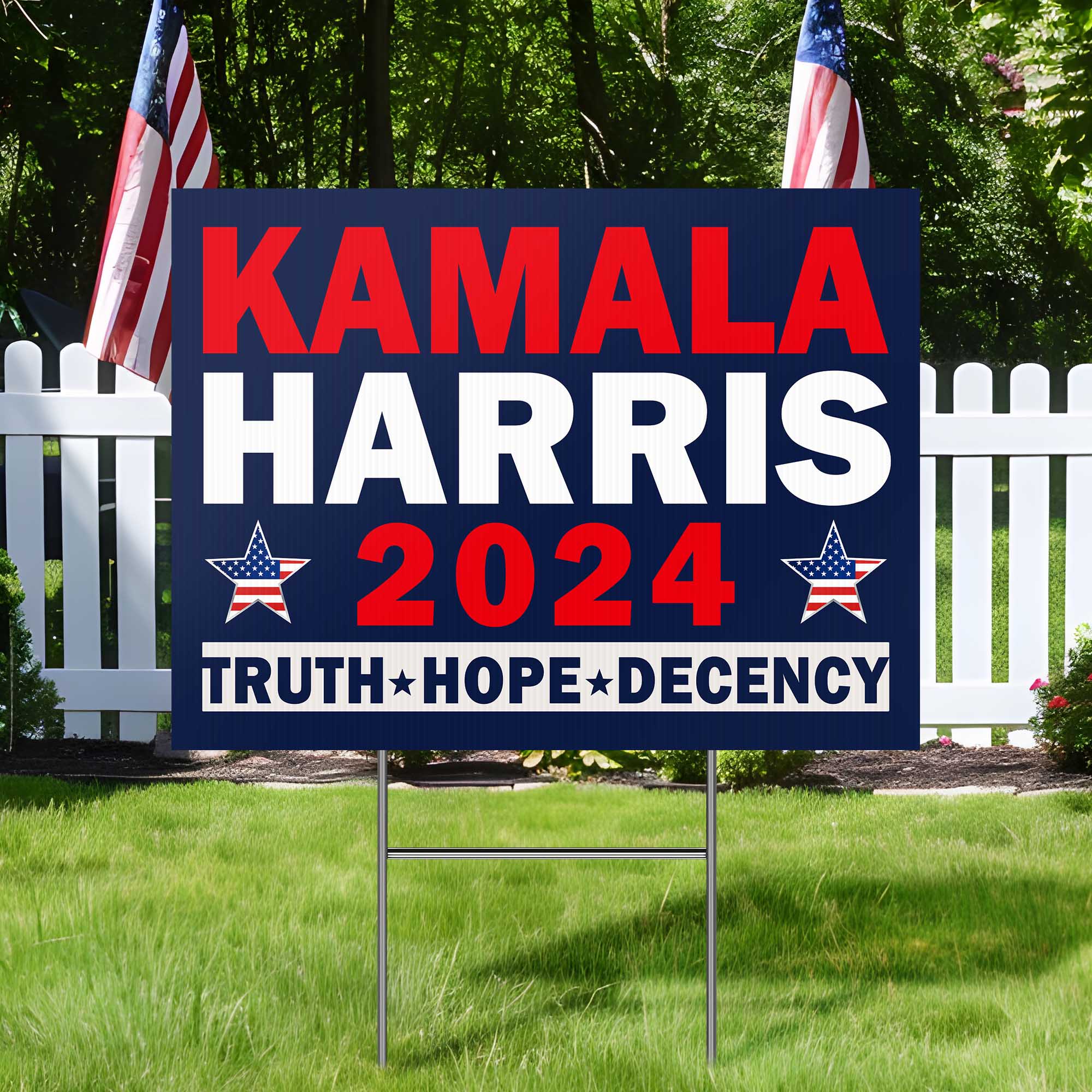 Kamala Harris 2024 Truth Hope Decency Yard Sign MLN3821YS – Flagwix