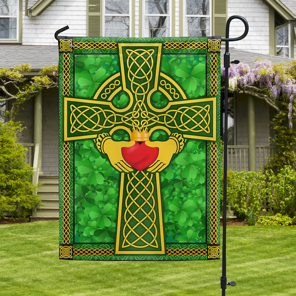 Saint Patrick's Day Irish Claddagh Celtic Cross Flag – Flagwix