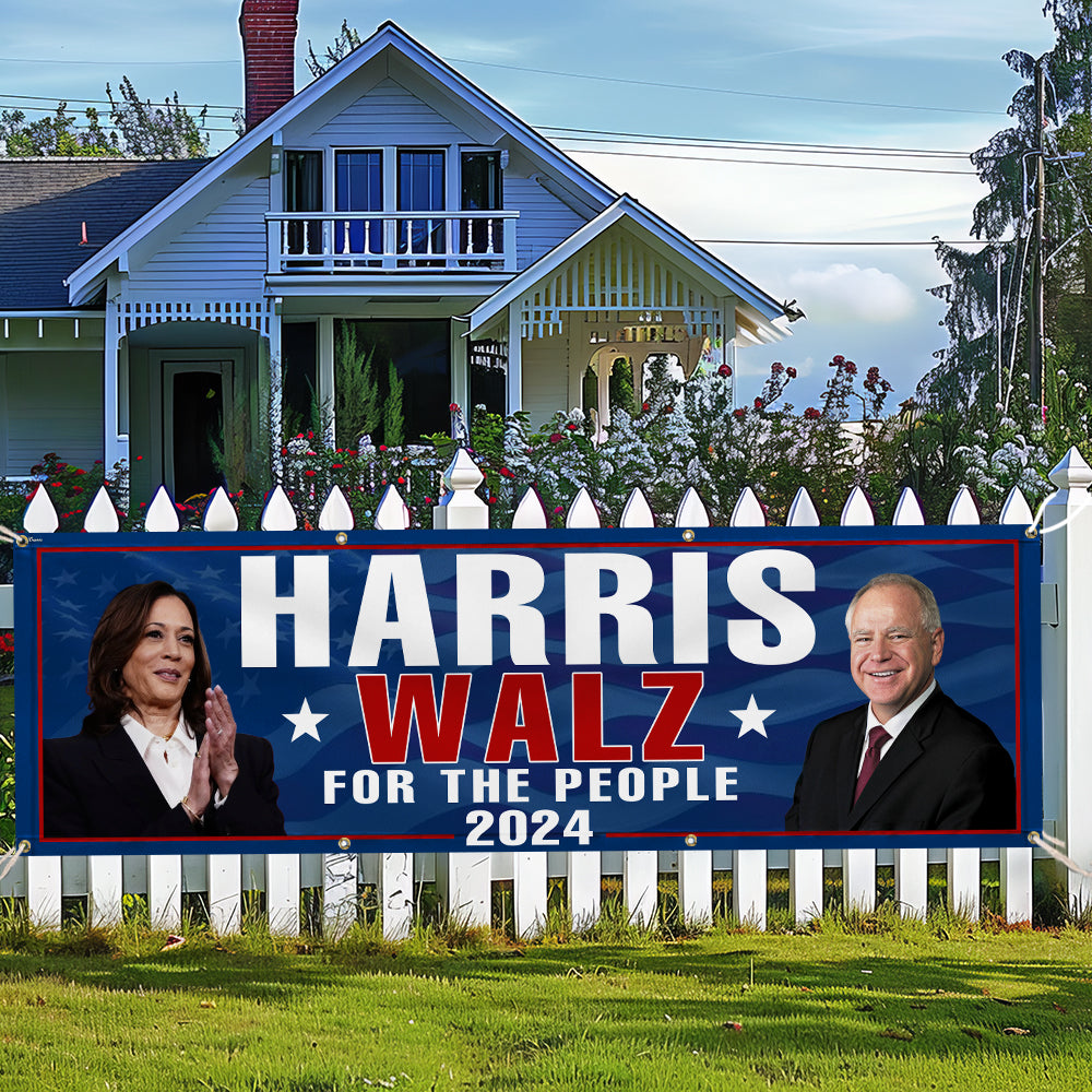Harris Walz 2024 For The People Fence Banner – Flagwix