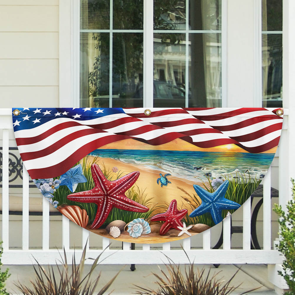 Summer Beach Starfish American Non-Pleated Fan Flag – Flagwix
