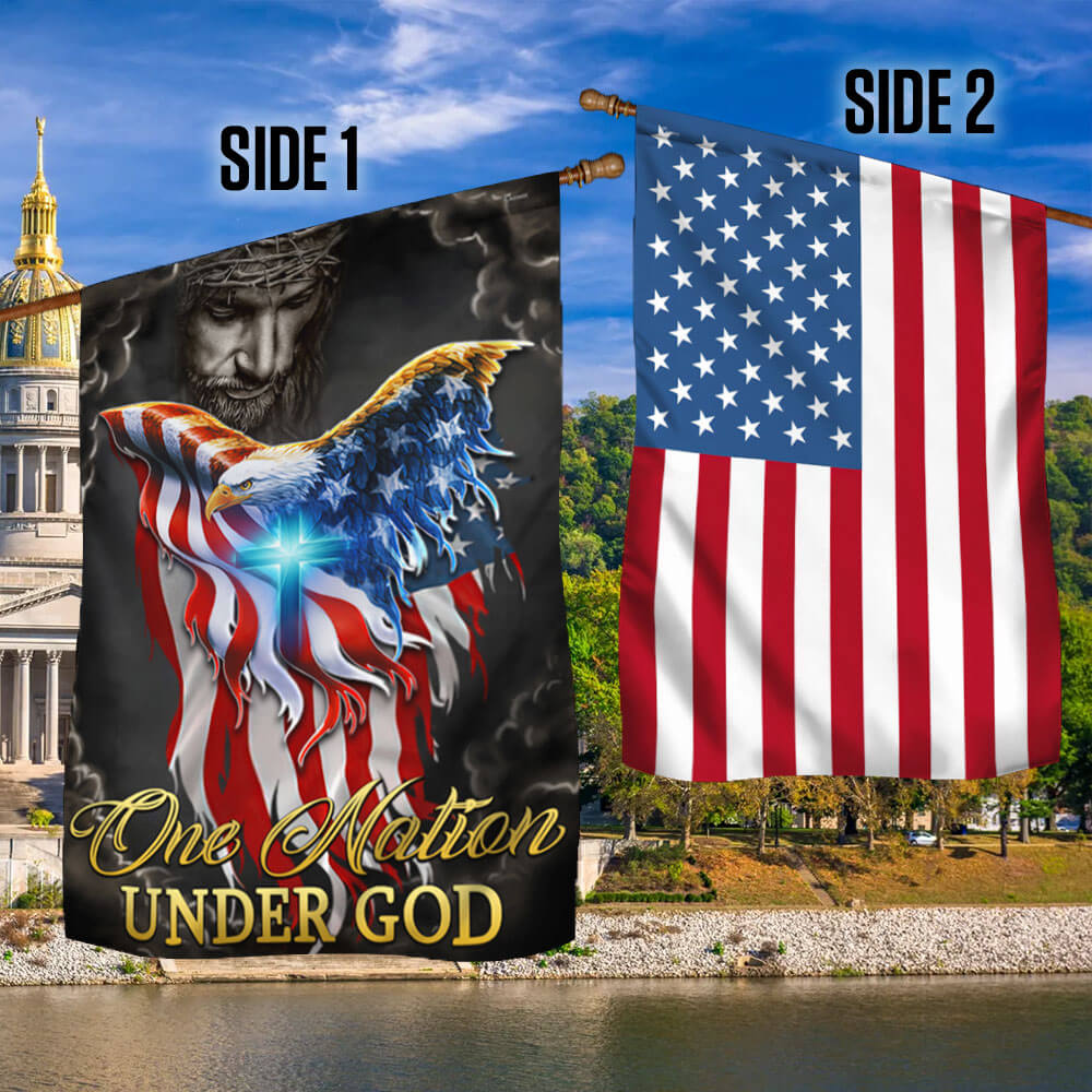 Flagwix American Flag - One Nation Under God Jesus Christian Cross Ame