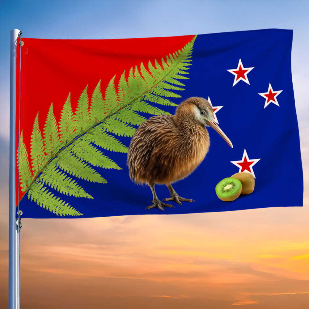 New Zealand Silver Fern Kiwi Bird Flag – Flagwix