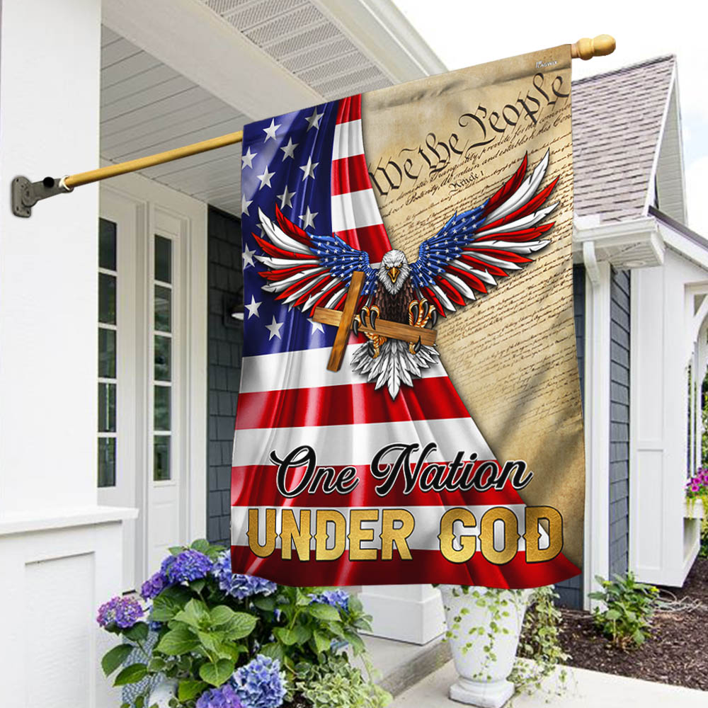 One Nation Under God Patriotic Eagle Cross Flag – Flagwix