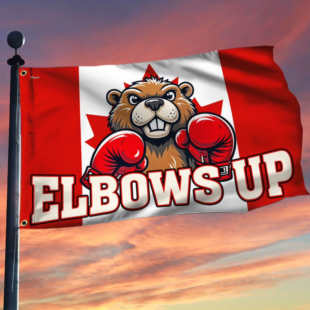 Elbows Up Canada Beaver Canada True North Strong Grommet Flag – Flagwix