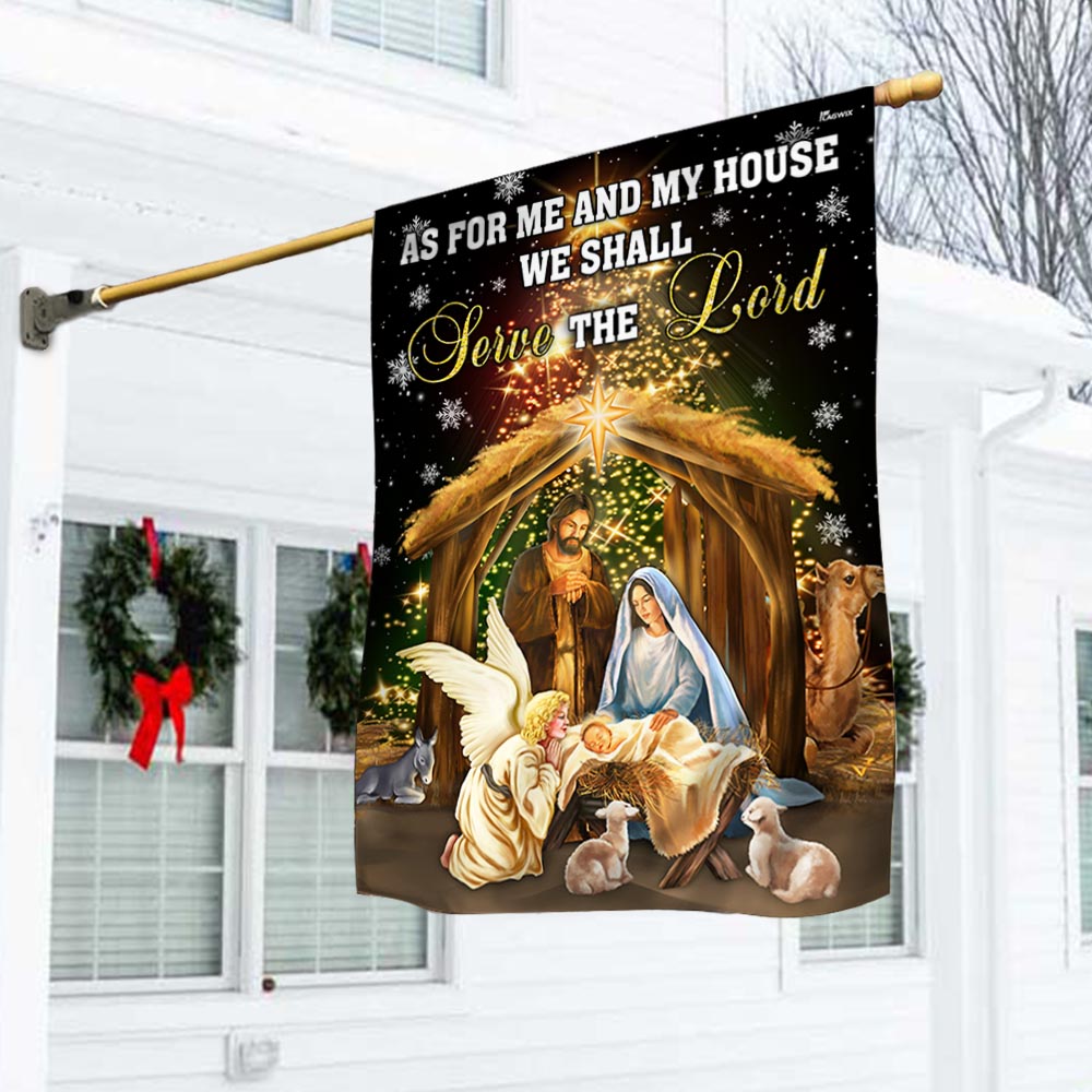Nativity of Jesus Holy Family Christmas Flag As For Me And My House We ...