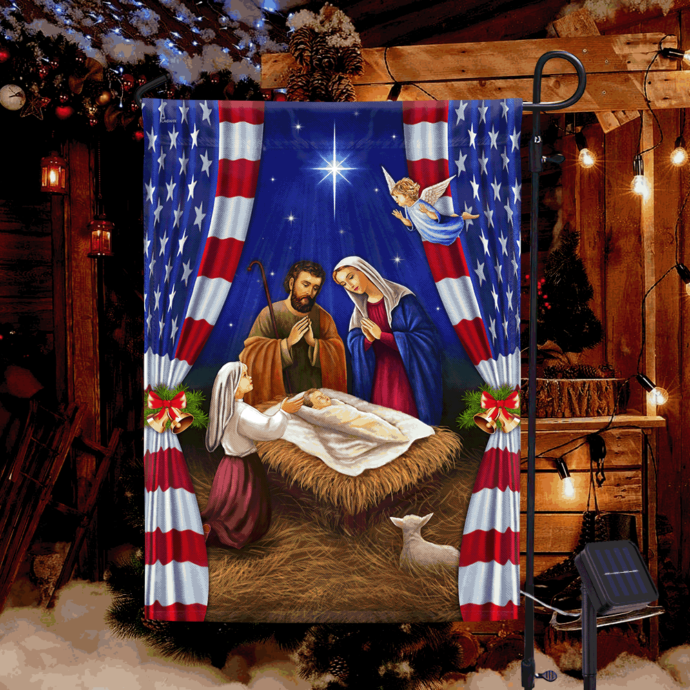 Nativity Of Jesus Flag Holy Night Christian Religious Solar LED Garden ...