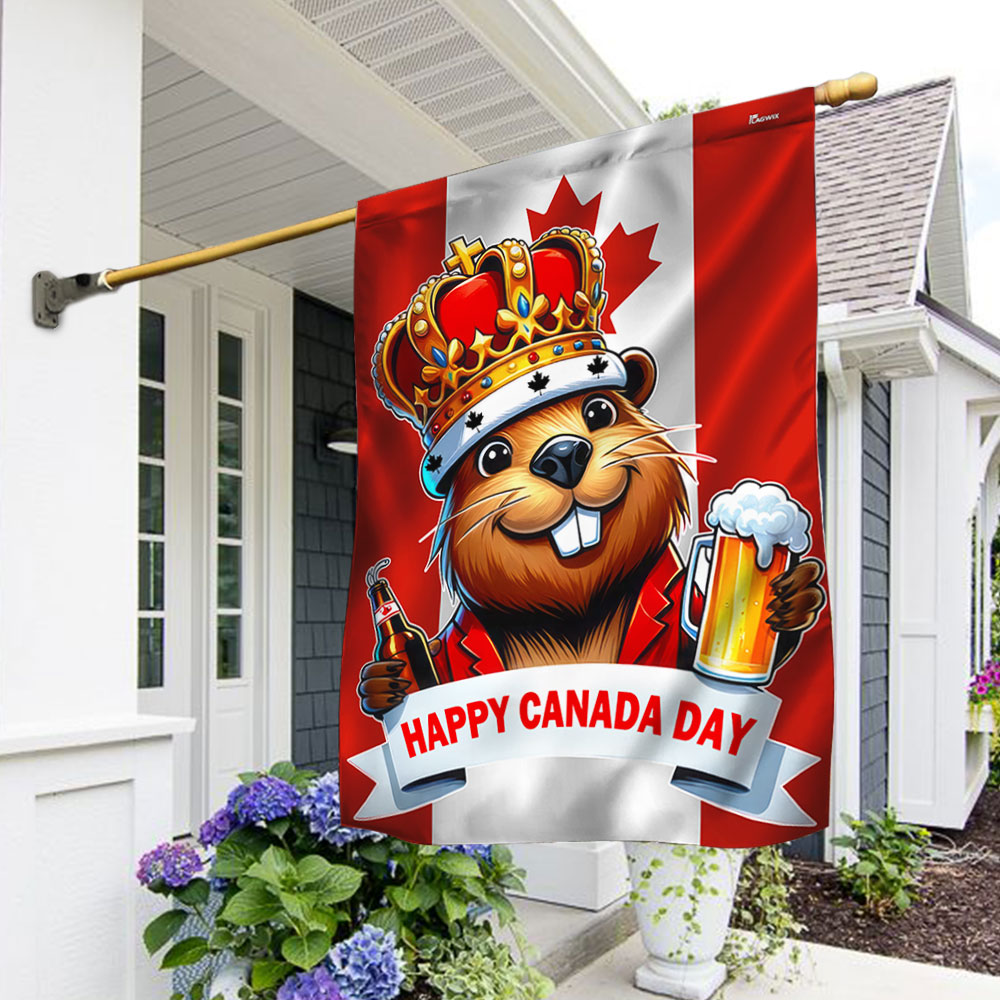 Funny Beaver Happy Canada Day Flag – Flagwix