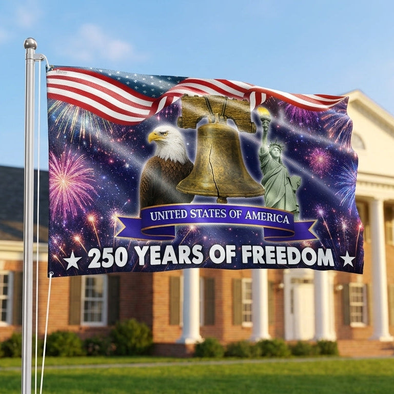 250 Years of Freedom Flag, 4th of July Patriotic Grommet Flag – Flagwix