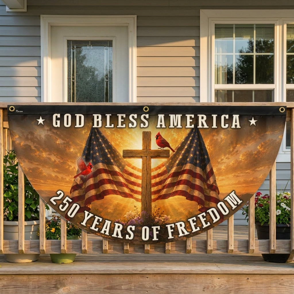 God Bless America Christian Cross Flag - 250 Years of Freedom – Flagwix