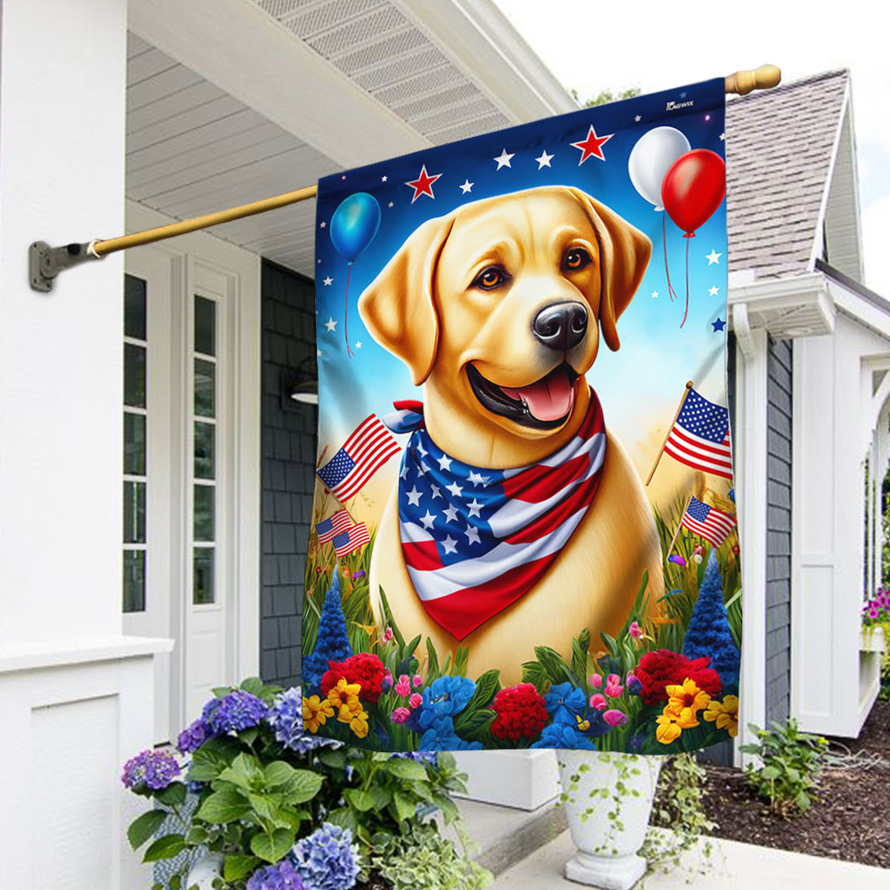 Flagwix American Flag - Patriotic Yellow Labrador Retriever Dog 4th Of