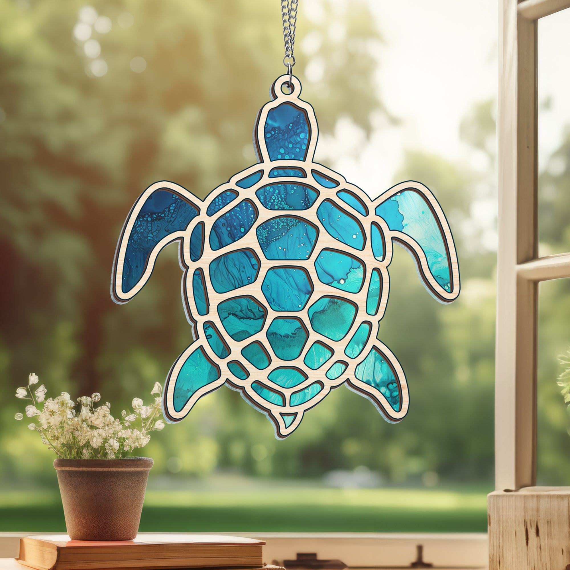 Sea Turtle 2 Layered Hanging Suncatcher – Flagwix
