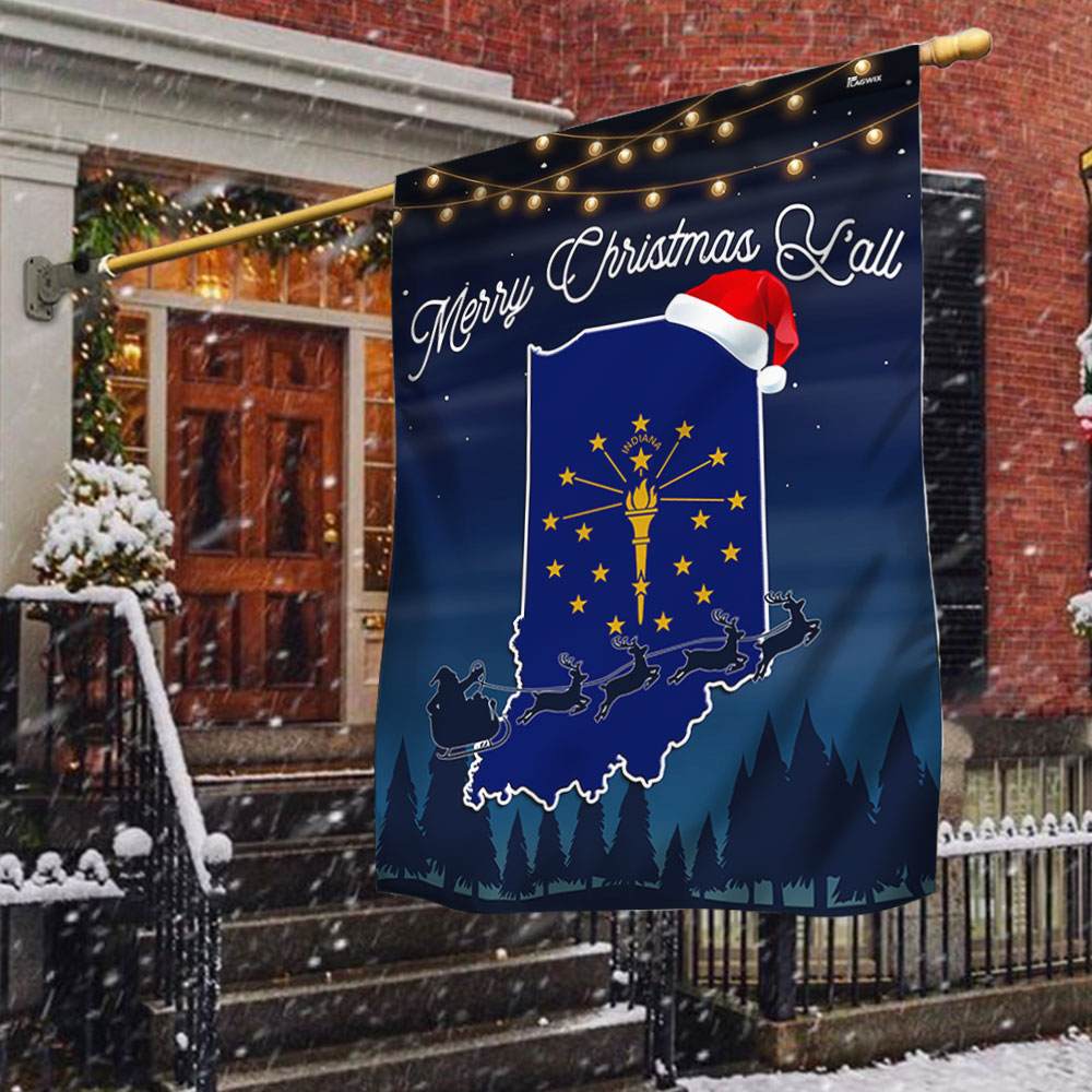 Indiana State Merry Christmas Y'all Flag TQN1778Fv5 – Flagwix
