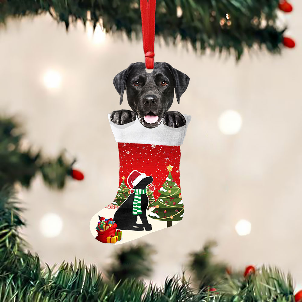 Black Labrador Retriever Christmas Ornament, Lab In Stocking Ornament ...