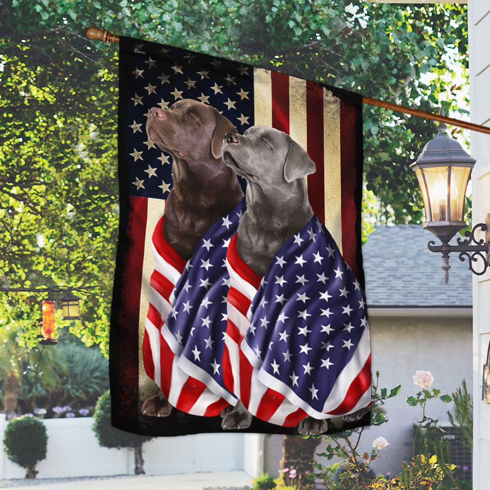 Chocolate And Silver Labrador Retriever Dogs American Patriot Flag Wra ...