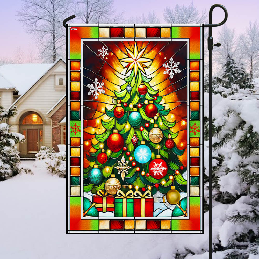 Stained Glass Christmas Tree Flag – Flagwix