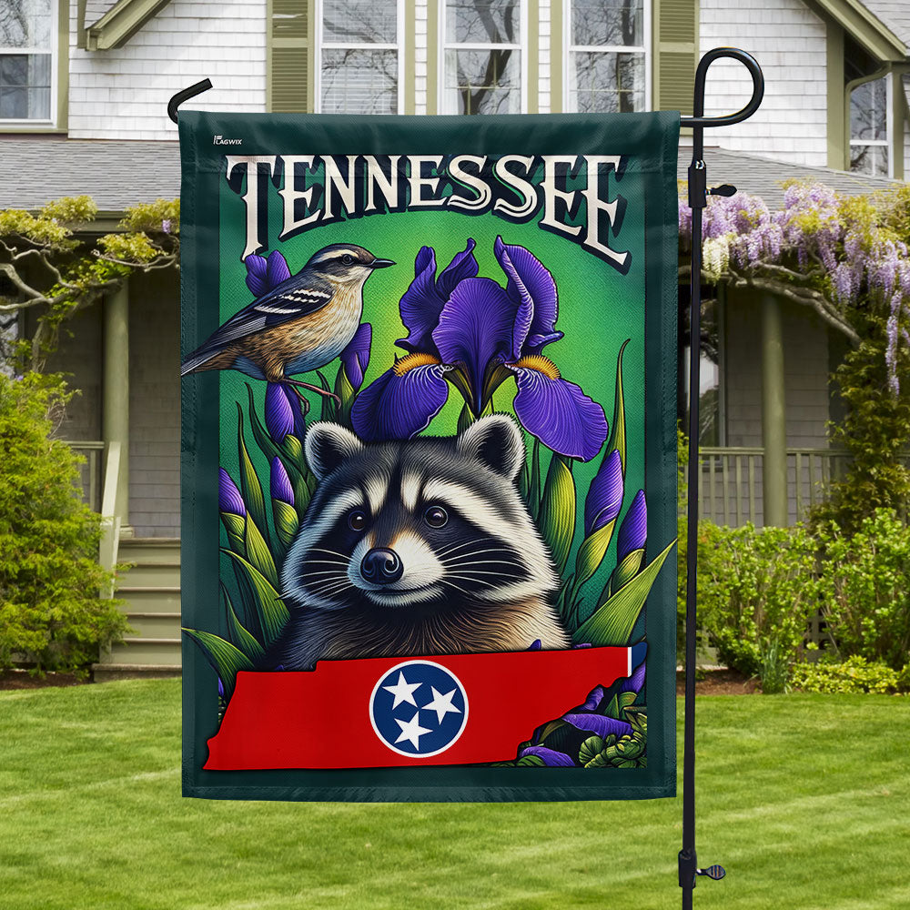 FLAGWIX Tennessee State Raccoon Mockingbird and Iris Flower Flag – Flagwix