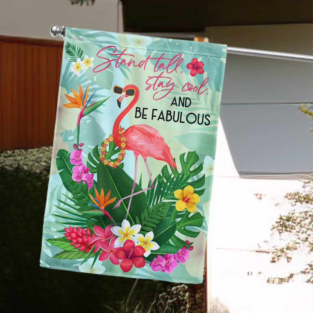 Flamingo Summer Flag Stand Tall Stay Cool Pink Flamingo Flag MLN6229PM ...