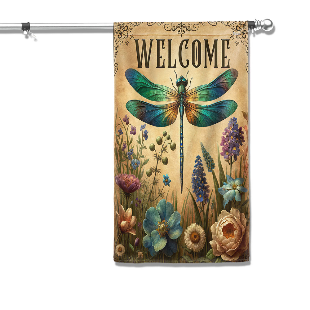 FLAGWIX Welcome Spring Dragonfly Flag TQN2780F – flagwix