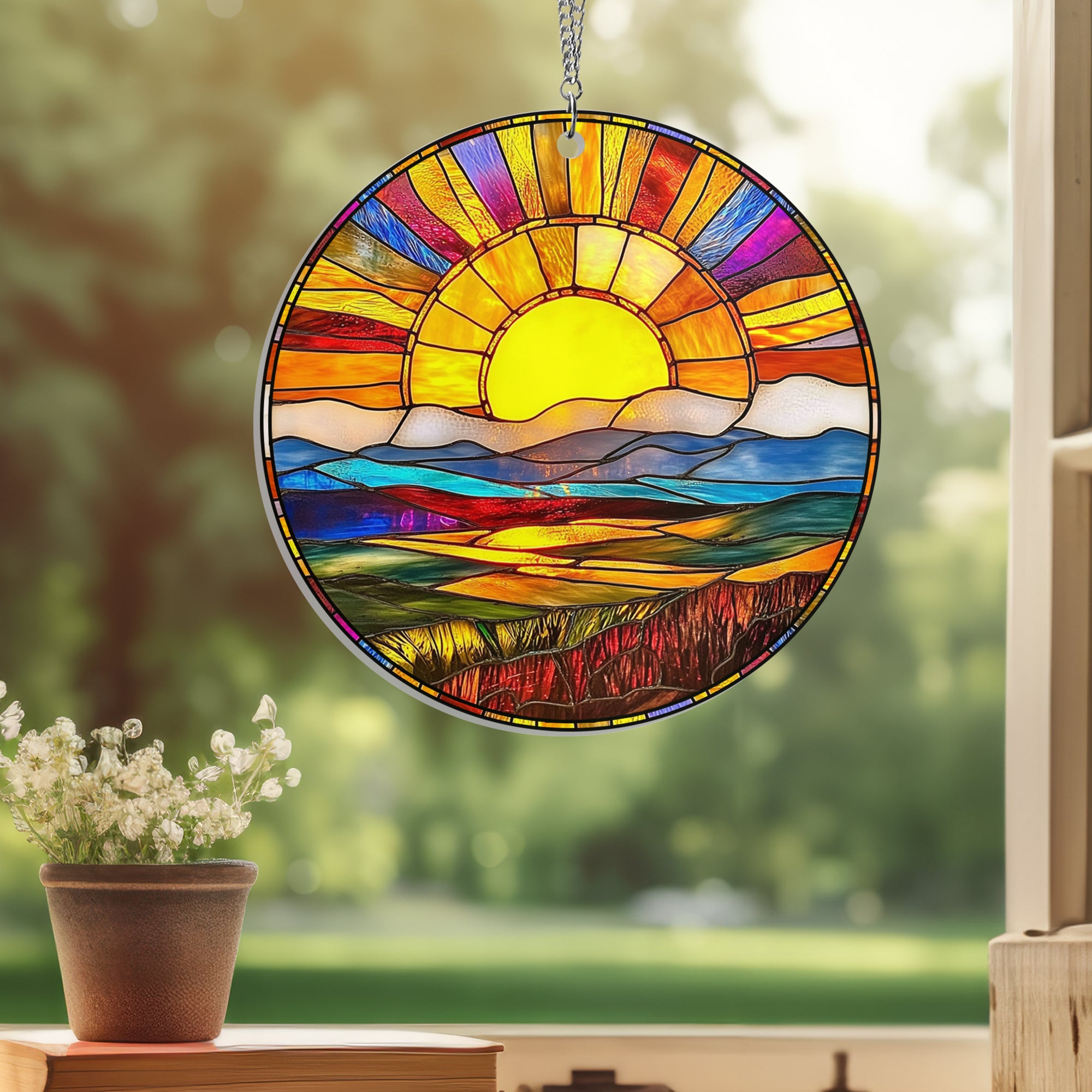 Sunset Sunrise Landscape Suncatcher Acrylic Window Hanging – Flagwix