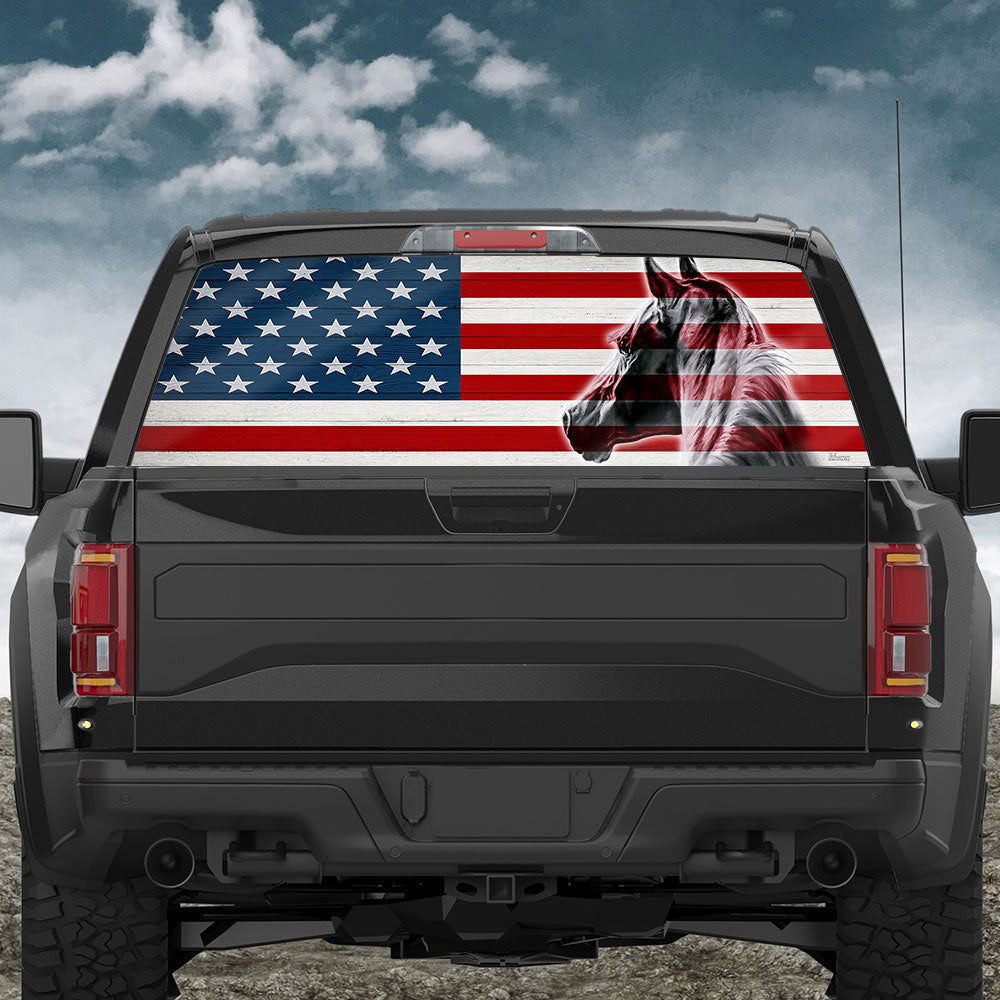 Patriotic Horse American Rear Window Decal LHA1528CDv2 – Flagwix