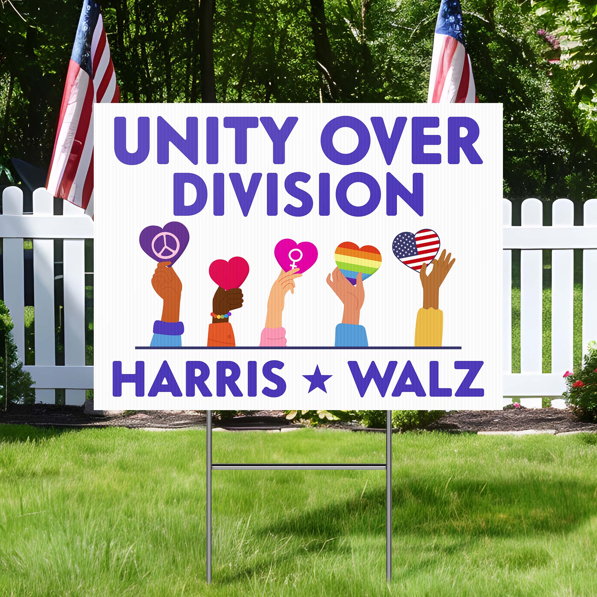 Harris Walz Yard Sign – Unity Over Division 2024 Campaign Collectible ...