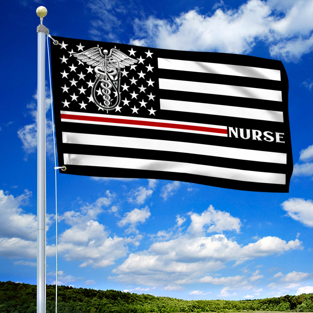 Nurse Flag Thin Red Line Nurse Grommet Flag 3-Day Shipping – Flagwix