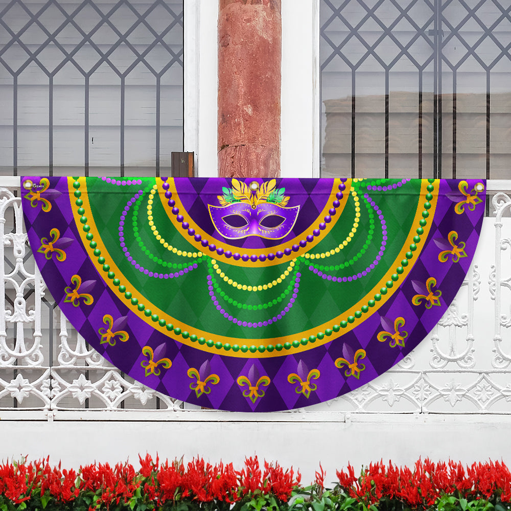Mardi Grass Mask of Carnival, Non-Pleated Fan Flag – Flagwix