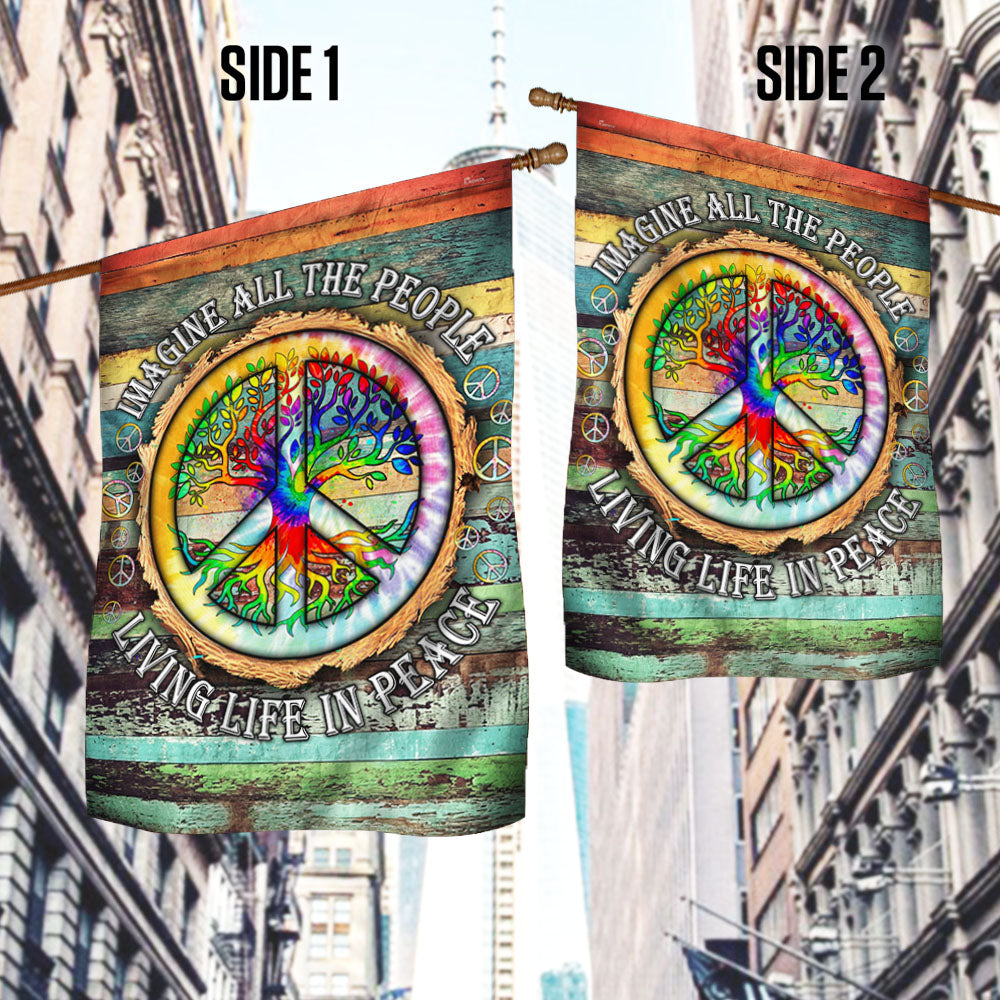 Woodstock Flag - Hippie Flag - Imagine All The People Living Life In P ...