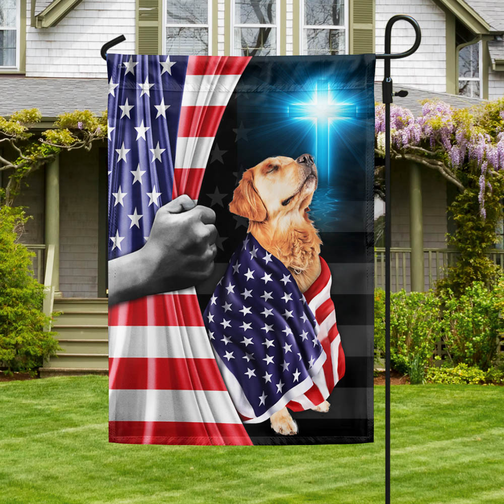 Golden Retriever Patriotic American Flag Wrapped in Glory MLN1430Fv4 ...