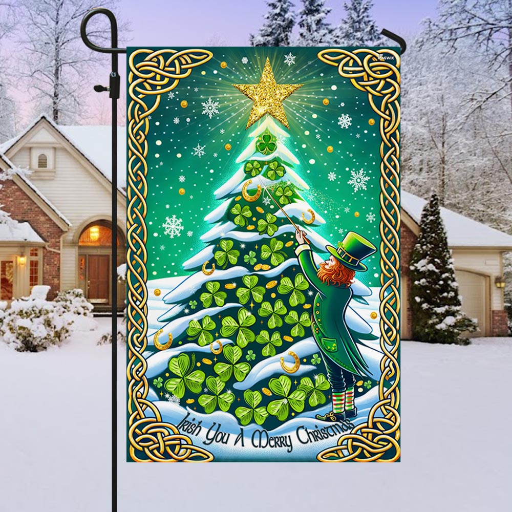 Irish Christmas Flag Leprechaun and Irish Shamrocks Christmas Tree ...