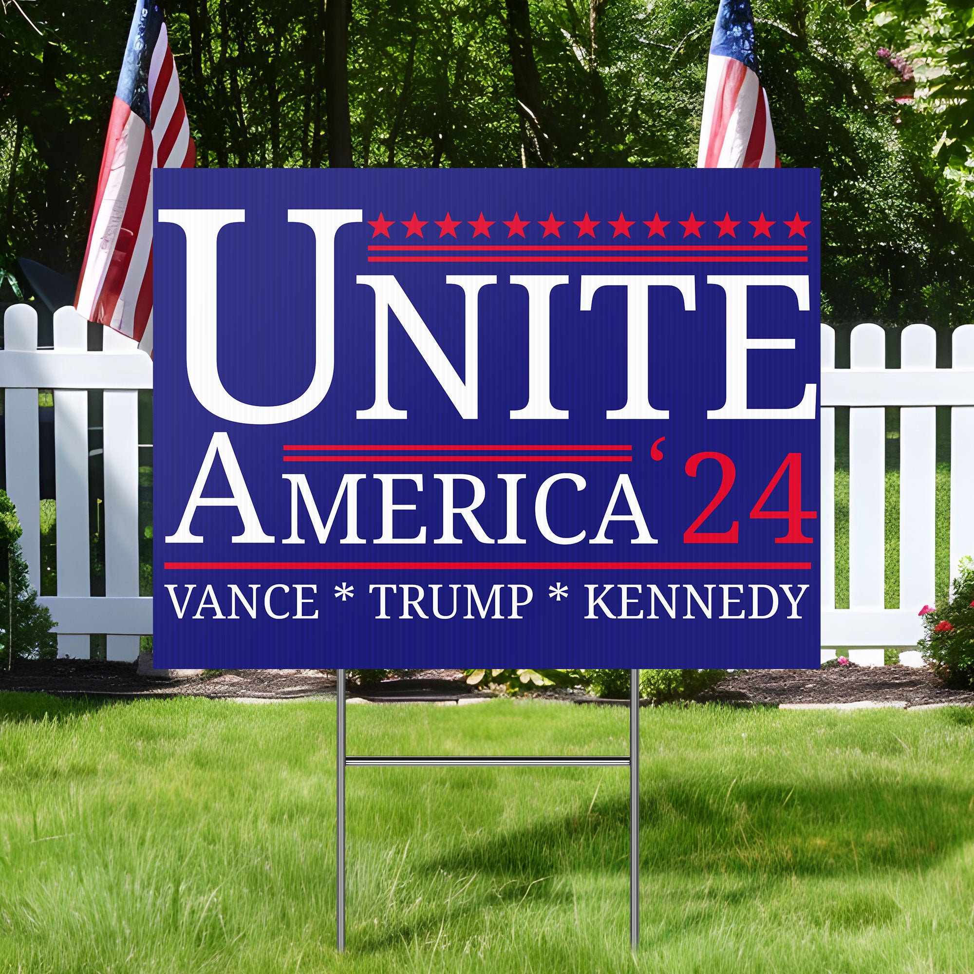 Unite America 2024 Vance Trump Kennedy Yard Sign – Flagwix